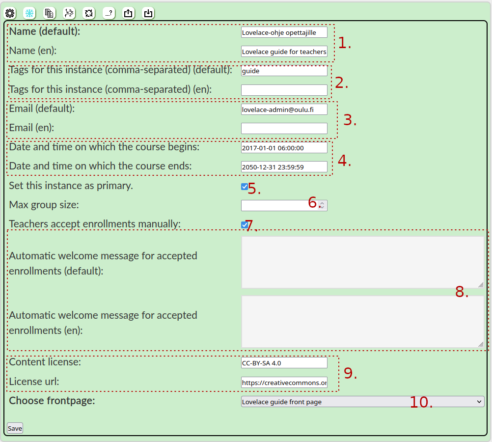 Lovelace Instance Management – Lovelace-ohje opettajille